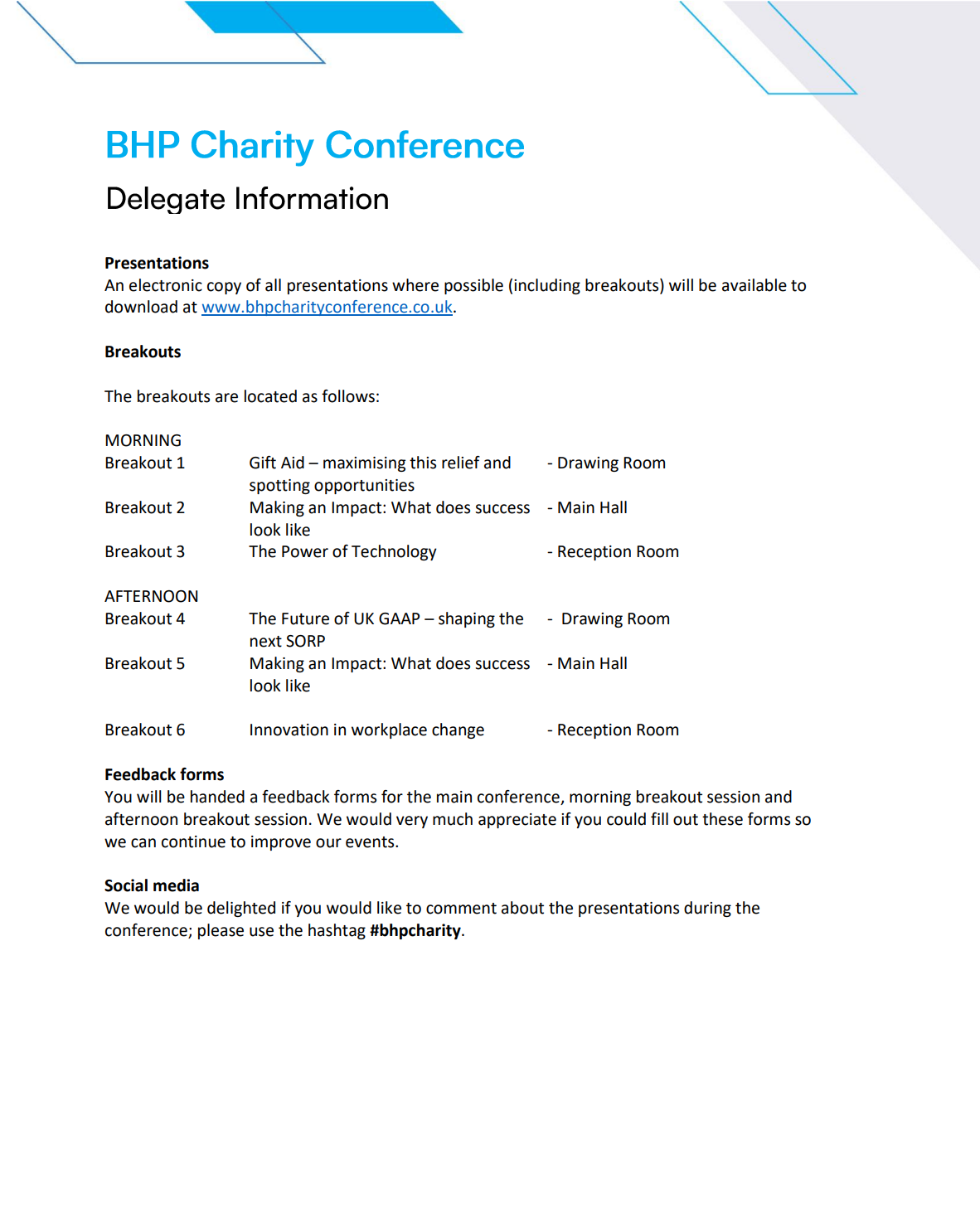 Landing Page - Charity Conference - BHP, Chartered Accountants